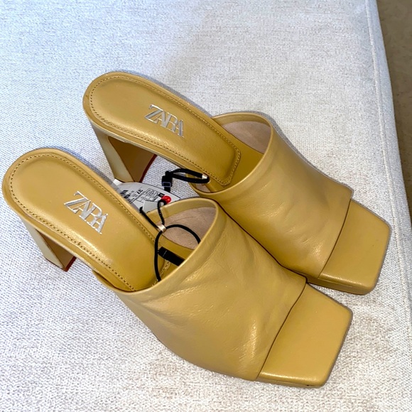 Zara | Shoes | Nwt Zara Leather Slides Sz 65 | Poshmark
